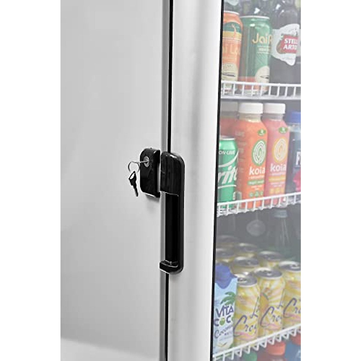 PremiumLevella PRF90DX Single Glass Door Merchandiser Refrigerator -Beverage Display Cooler-9.0 cu ft-Silver