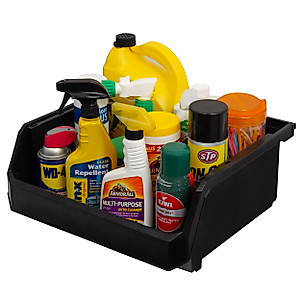 ReadySpace Plastic Containers for Organizing and Storage Bins for Closet, Kitchen, Office, Garage or Pantry Organization, Stackable Bins, Extra Large (14.8" x 16.5" x 7"), 4-Pack, Black