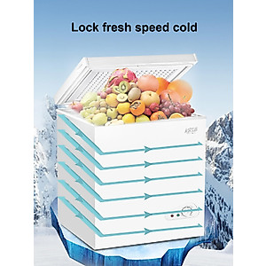 KRIB BLING Chest Freezer Krib Bling Adjustable Thermostat Compact Freezers with Removable Storage Basket for House Kitchen Garage Basement (7.0 cu.ft, White)