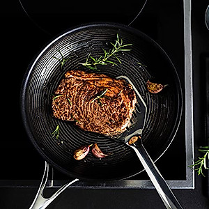 Circulon Clad Stainless Steel Frying Pans/Skillet Set with Hybrid SteelShield and Nonstick Technology, 10 Inch and 8.5 Inch, Silver