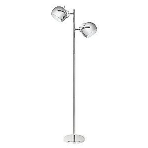 Globe Electric 12807 Miles 2-Light Adjustable Head Floor Lamp, On/Off Switch, Chrome Finish