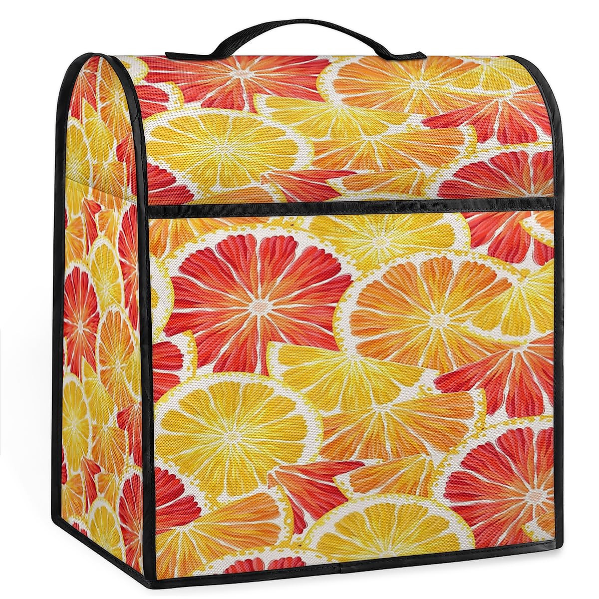 Citrus Slice Realistic Mixer Cover Dustproof Yellow Orange Stand Mixer Covers Compatible with 6/7/8 Quart Kitchen Mixer, 4 Pockets for Mixer Accessories