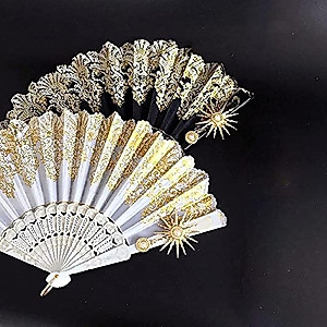 Hand Held Folding Fans with A Fabric Sleeve Protec Vintage Fold Fan for Wedding Party Lace Fan Silk Fan Craft Dance Fan Folding Fan Vintage Style