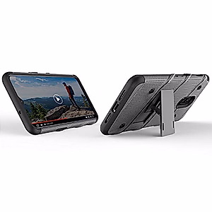 ZIZO Bolt Series OnePlus 6T Case Military Grade Drop Tested with Full Glass Screen Protector Holster and Kickstand MetalGray Black