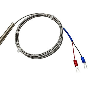 T-PRO K-Type Thermocouple Temperature Sensors 2M/6.6Ft Wire，Stainless Steel Probe (Probe Length 100mm)