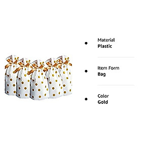 Elwish 24pcs Treat Bags Party Favor Bags Gold Plastic Drawstring Candy Goodies Food Storage Bags Gift Wrapping Package