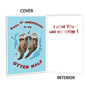 Hongshan Happy 1st Anniversary Card Gift for Husband,Wife,First Anniversary Card for Boyfriend or Girlfriend,Romantic One Year Wedding Anniversary Card for Women Men Him Her