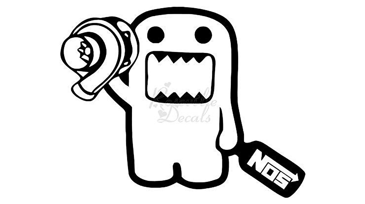 JDM Domo Kun NOS Turbo Engine Vinyl Decal - Matte White