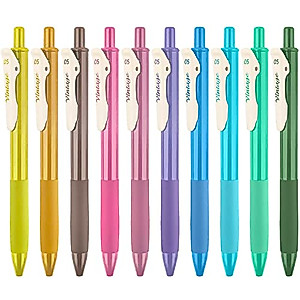STAPENS 10 Colored Retractable Gel Pens, 0.5 mm Medium Point Pens with Quick Dry Ink, Ballpoint Gel Pens for Journaling Writing Drawing Doodling and Notetaking