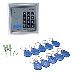 AGPTEK RFID Door Access Control System Kit, Home Security System with 280kg 620LB Electric Magnetic Lock 110-240V AC to 12v DC 3A 36w Power Supply Proximity Door Entry keypad 10 Key Fobs EXIT Button
