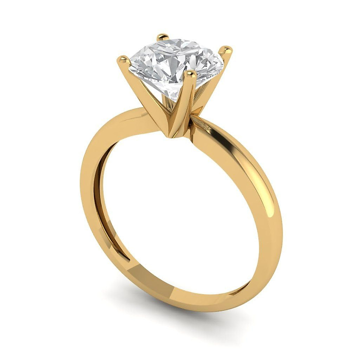 Clara Pucci 1.50 ct Round Cut Solitaire Moissanite Engagement Wedding Bridal Promise Anniversary Ring 18K Yellow Gold Size 5.25