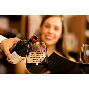 Chance Made Us Colleagues - Best Coworker BFF Gift - Perfect For Work Bestie Friend - Leaving or Going Away Present for Men and Women - 15 oz Stemless Wine Glass