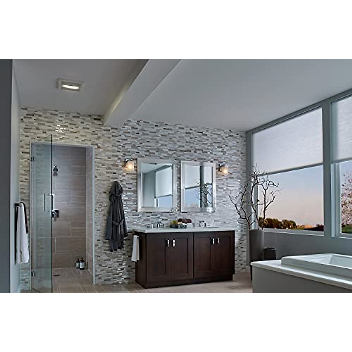 Broan-Nutone AE80BL InVent Series Single-Speed Fan with LED Light, Ceiling Room-Side Installation Bathroom Exhaust Fan, ENERGY STAR Certified, 1.5 Sones, , White , 80 CFM 1.5 Sones