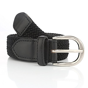 Gelante® Children's Canvas Elastic Fabric Woven Stretch Braided Belts 2012-Black-M (24-26)