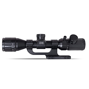 Monstrum 3-9x32 AO Rifle Scope with Illuminated Range Finder Reticle and Parallax Adjustment | ZR250 H-Series Offset Scope Mount | Bundle