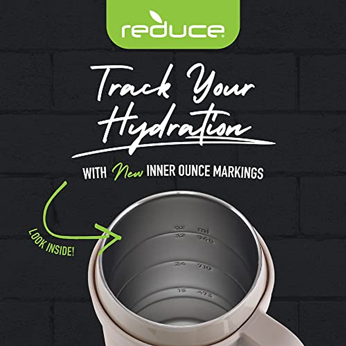 REDUCE 40 oz Tumbler with Handle - Vacuum Insulated Stainless Steel Mug with Sip-It-Your-Way Lid and Straw - Keeps Drinks Cold up to 34 Hours - Sweat Proof, Dishwasher Safe, BPA Free - Sand