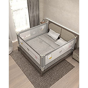 Athradies Bed Rails for Toddlers, 3 PCS Extra Long Toddler Bed Rails for Kids, Height Adjustable Baby Bed Rail Guard, Bed Rails for Full Size Bed