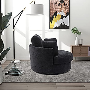 Oversized Swivel Accent Barrel Chair with 3 Pillows,Modern Comfy Upholstered 360 Recliner Sofa Cozy Club Chaise Leisure Round Loveseat Lounge Armchair for Living Room/Bedroom/Hotel/Nursery/Office