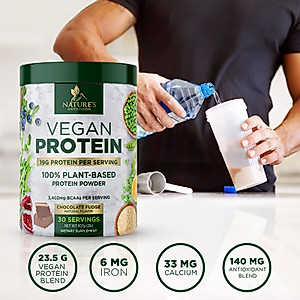 Vegan Protein Powder, Double Chocolate Fudge - 19g Protein & 100% Plant Based - Fast Absorbing Premier Protein for Smoothies & Shakes - No Lactose Ingredients, Gluten Free, Non-GMO - 30 Servings