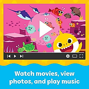 DP AUDIO Pinkfong Baby Shark 9'' Portable DVD Player for Kids with Matching Headphones and Carrying Bag, Compatible with CDs, DVDs, USB and SD Card, Swivel Screen