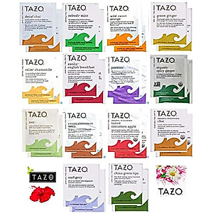 Tazo Tea Bags Sampler Assortment Box - 80 COUNT - Perfect Variety Pack in Wood (MDF) Gift Box - Gift for Family, Friends, Coworkers (Brown)