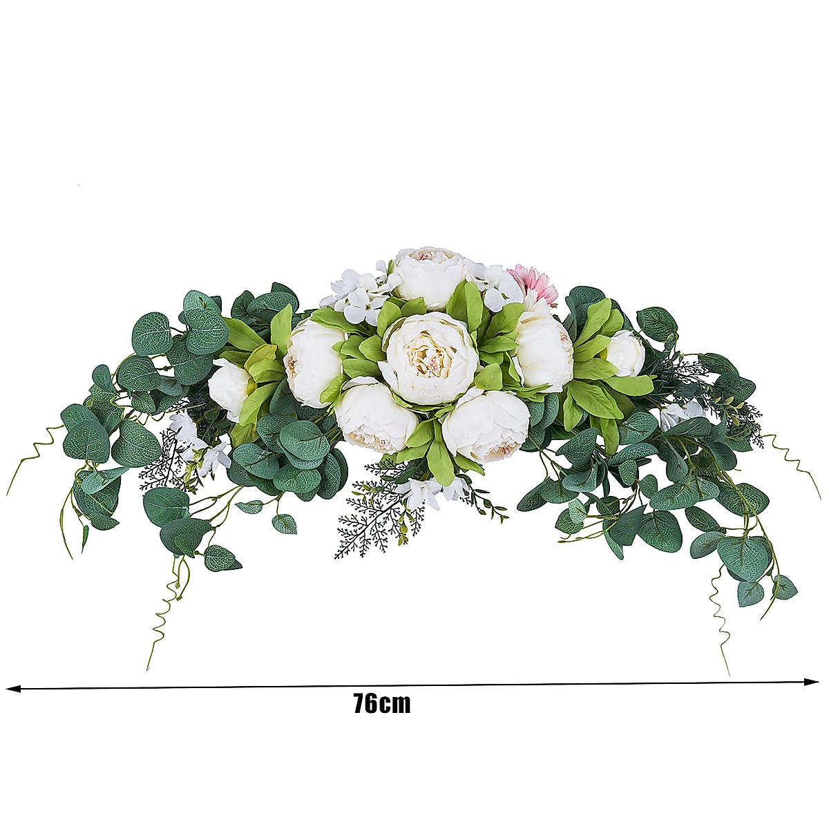 WJYIKEE Artificial Flower Swag 30 Inch Rose Peony Swag Arch Wreath Centerpiece for Wedding Ceremony Sign Home Room Garden Lintel Floral Decoration (Champagne)