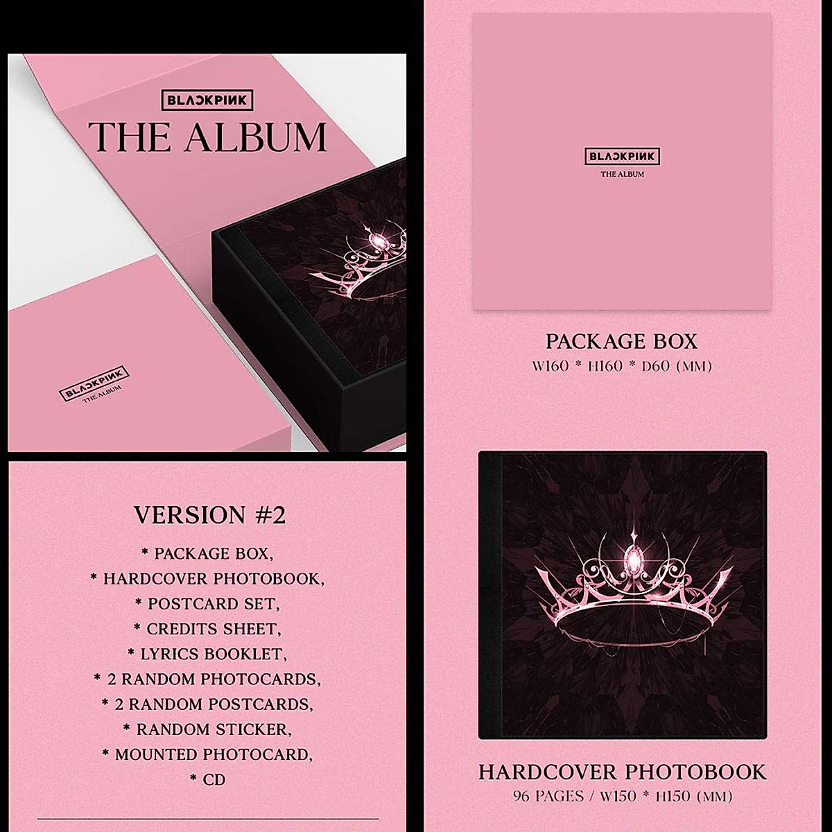 Blackpink 1st Full Album The Album Set (Version 1,2,3,4) (Incl. Blackpink Mobile Grip Holder, Blackpink Transparent Photocard Set)