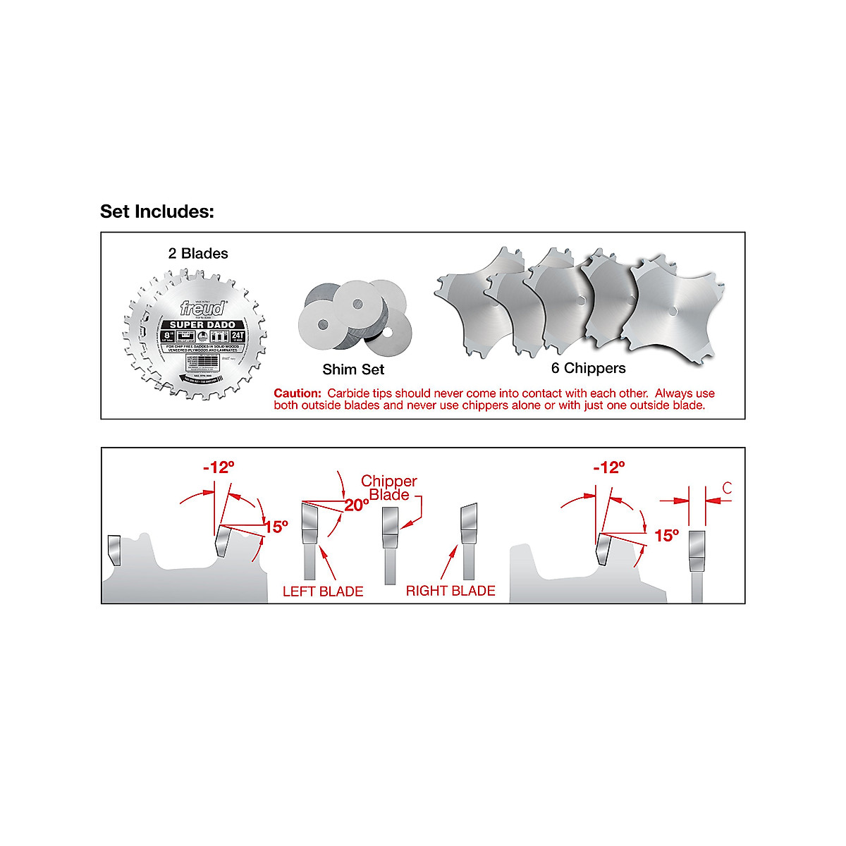 Freud SD508 Super Dado 8-Inch Stack Dado + Bosch TS1007 Dado Insert