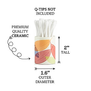 Home Haven Qtip Holder - Retro Leaves Design - Q Tip Holder for Bathroom, Bathroom Vanity Decor, Floss Pick Holder, Cotton Swab Holder, Bathroom Sink Decor, Flosser Holder, Cute Bathroom Decor