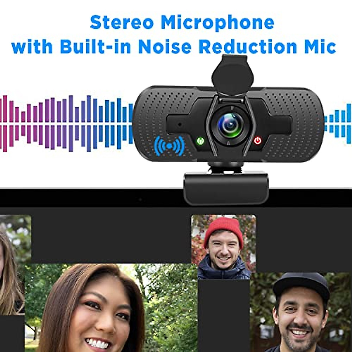 Maylibet Webcam with Microphone/Privacy Cover, External 1080P Wide Angle Streaming HD Web Camera for Desktop Computer Laptop PC Monitor