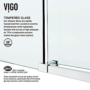 VIGO Adjustable 56-60" W x 66" H Elan E-Class Frameless Sliding Rectangle Tub Door with Clear Tempered Glass, Reversible Door Handle and Stainless Steel Hardware in Chrome-VG6021CHCL6066