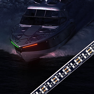Acelane LED Boat Lights Navigation Light [84 LEDs Per Strip] Dual Row Marine Bow Light Sidelights 12V IP68 Waterproof for Pontoon Kayak Yacht Fishing Boat - 1 Pair, Red & Green