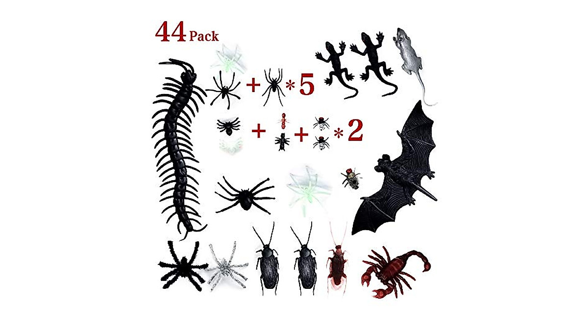 Realistic Plastic Bugs for Halloween & Pranks - 44pcs