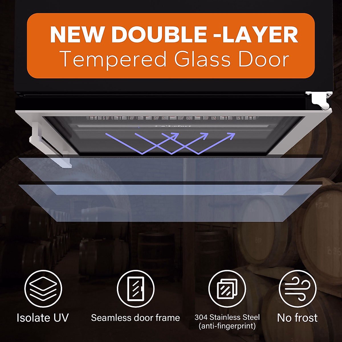 Ca'Lefort 24'' Wine Cooler Refrigerator - 46 Bottle Wine Fridge Dual Zone with Modern Touch Intelligent Digital 40°-65°F Low Noise, Built in or Freestanding Wine Cooler for Home and Kitchen