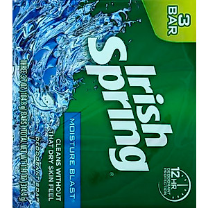 Irish Spring Deodorant Soap, Moisture Blast, 3.7 Ounce (Pack of 3)