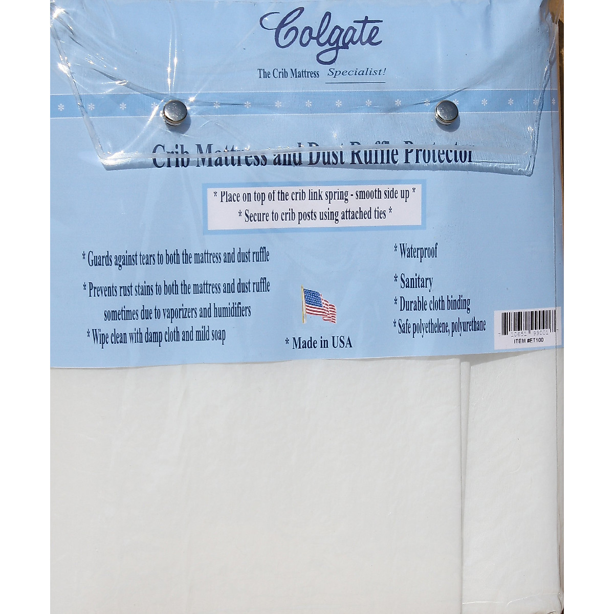 Colgate Crib Mattress and Dust Ruffle Protector - Waterproof Pad Protects Mattress from Tears and Rust Stains