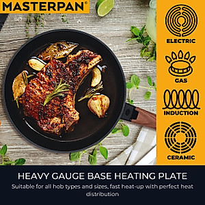 MasterPan Designer Series Non-Stick Cast Aluminum Crepe Pan with Detachable Handle, 11", Black