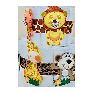 AnnaKJewels Safari Diaper Cake 3 Tier Assembled Diaper Cake