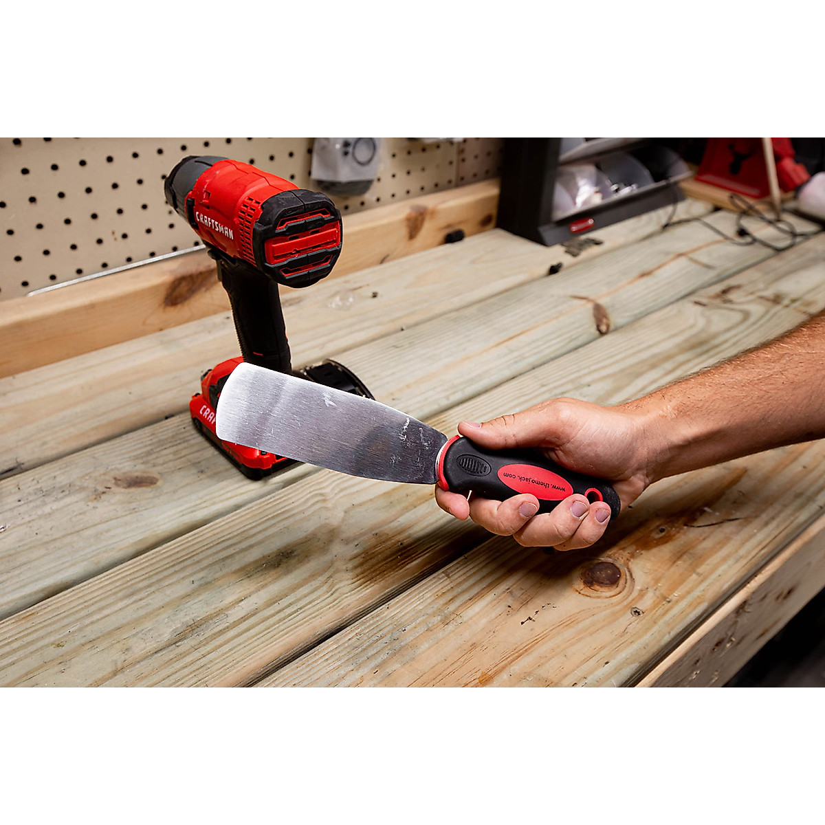 Mojack Heavy-Duty Stainless-Steel Lawn Mower Maintenance Deck Scraper – EZ Rubberized Non-Slip Grip Handle, 10.25” x 2”