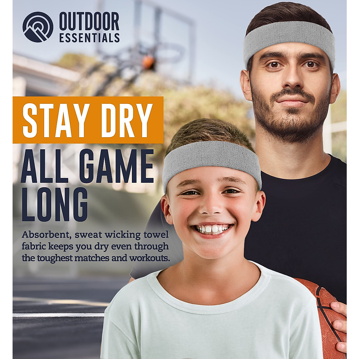 OutdoorEssentials Sweat Bands Headbands Men - Sweatbands for Women - Sports Headband - Sweat Absorbing Headband - Multipack Sweat Head Bands