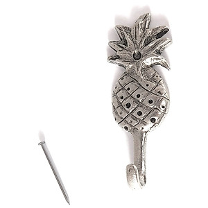 NORMA JEAN DESIGNS Pineapple Wall Hook, Decorative Hooks, 3pc Set, Antique Silver
