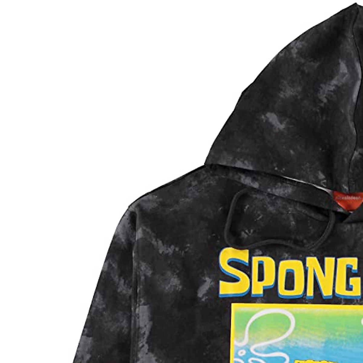 Mens Spongebob Squarepants Classic Hoodie - Spongebob, Patrick & Krusty Krab Tie Dye Hoodie Sweatshirt (Black Dye, Large)