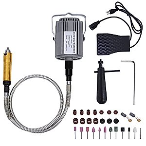 800W Flex Shaft Rotary Tool Electric Hanging Grinder Carver,Electric Multi-function Metalworking Tools Repair Kit,Foot Pedal Control,Metal Flexible Shaft,Suitable for Carving, Buffing, 23000 RPM