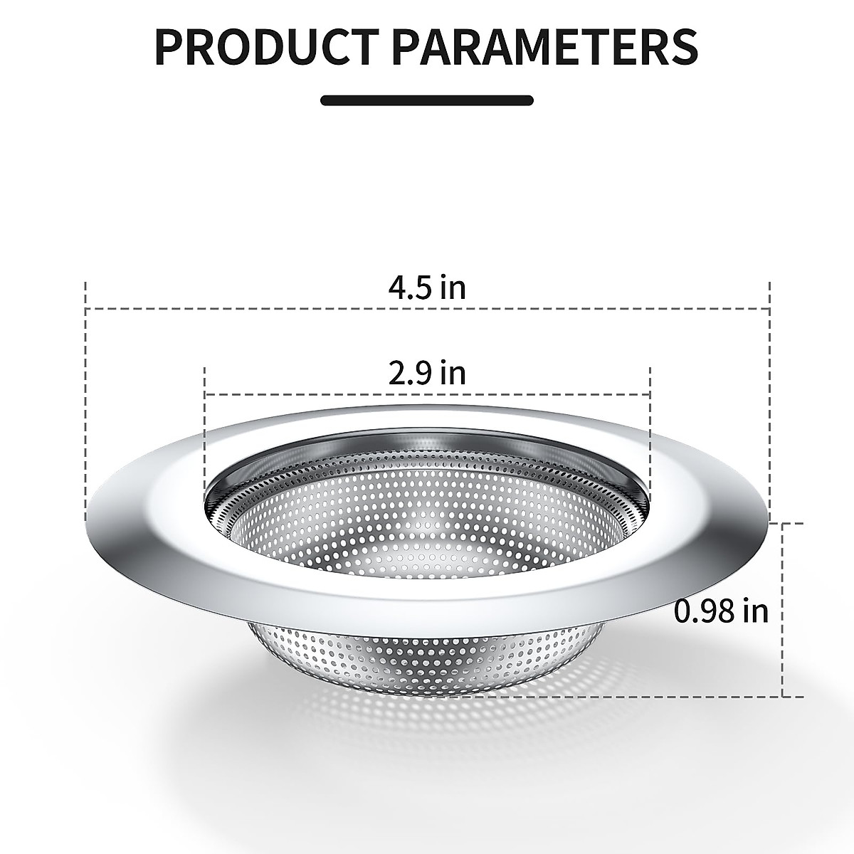 Kitchen Sink Strainer Stainless Steel, Kitchen Sink Drain Strainer, Kitchen Sink Drain Basket, Sink Strainers with Large Wide Rim 4.5" Diameter for Kitchen Sinks … (Stainless Steel)