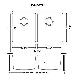 Ruvati 28-inch Undermount Kitchen Sink 50/50 Double Bowl 16 Gauge Stainless Steel - RVM5077