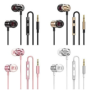 D-GROEE Earbuds Earphones, Wired Headphones in Ear, in-Ear Wired Earphone Metal Magnetic Subwoofer Mic Volume Control Gaming Headset Pink