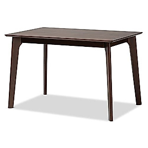 Baxton Studio Camilla Mid-Century Modern Warm Grey Fabric and Dark Brown Finished Wood 5-Piece Dining Set