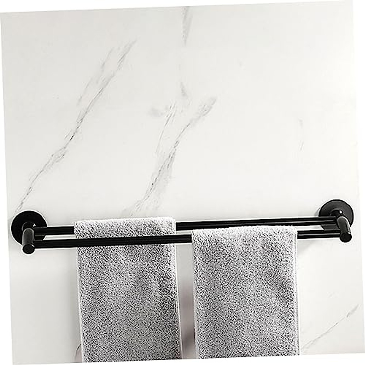 PHENOFICE 1pc Double Bar Towel Rack Towel Rack Bath Towel Hanger Household Towel Rack Punch Storage Holder Towel Drying Rack Towel Stand Towel Rail Black Aluminum Alloy