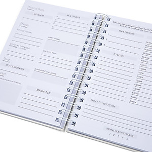 Daily Alignment Journal: Habit Tracker, Mindfulness Journal, Hourly Planner | Happiness & Productivity | Undated Hardcover Spiral Planner, White Journal for Mental Health - Wellness Gift Ideas