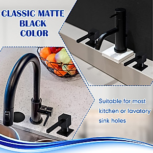 2 Pieces Matte Black Soap Dispenser for Kitchen Sink and 2 Inch Sink Hole Cover Set Countertop Dish Pump Head Sink Soap Dispenser with 17 oz Bottles Stainless Steel Faucet Hole Cover Sink Accessories